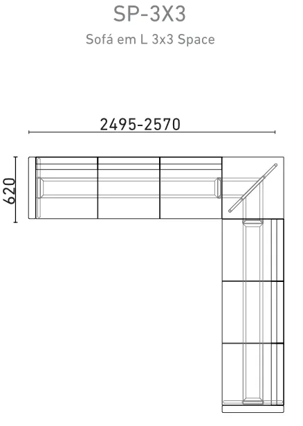 Sofá em L 3x3 Space | Funcional Mobiliário Corporativo